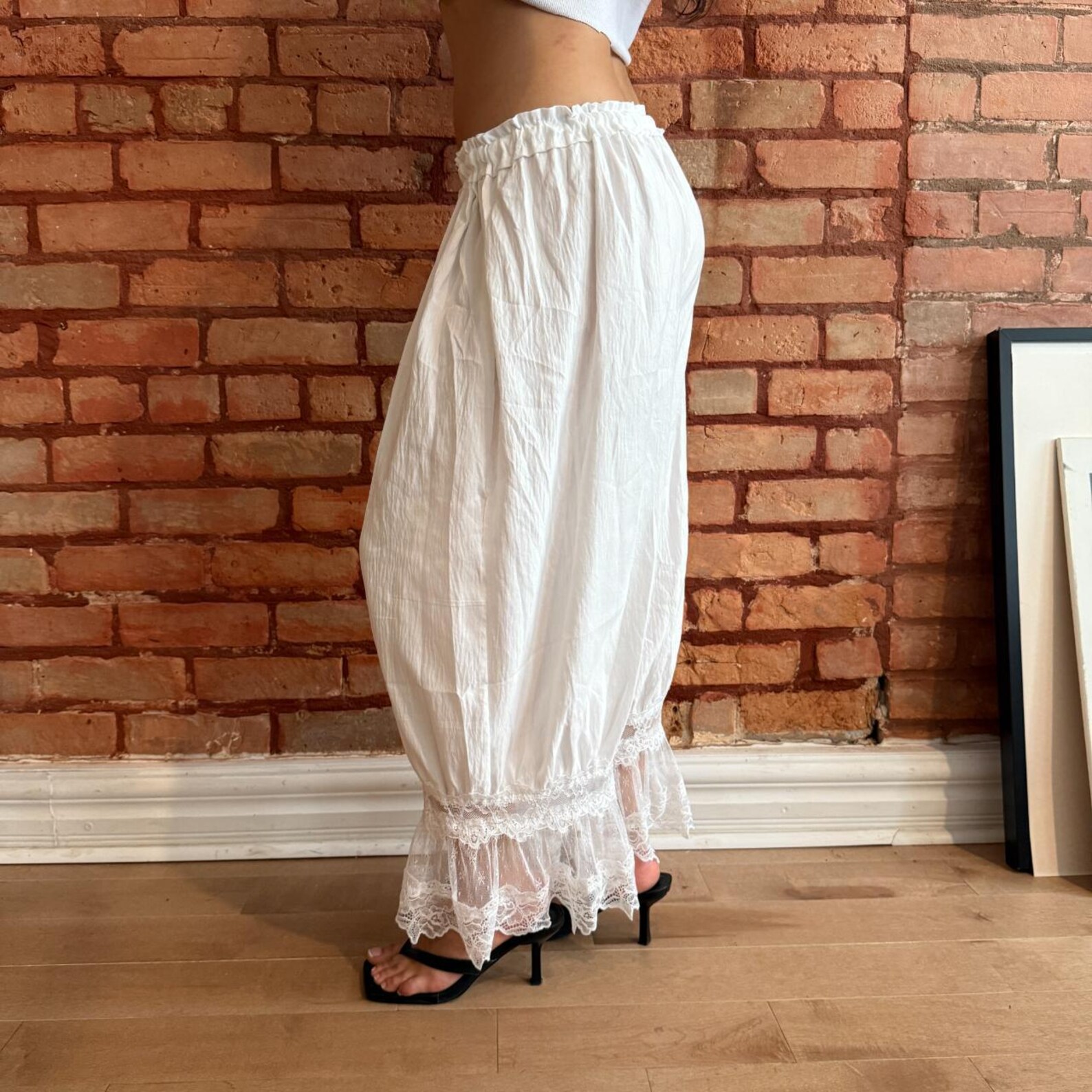 Lace Trim White Capri Pants - Flowy Boho Bloomers - Etsy