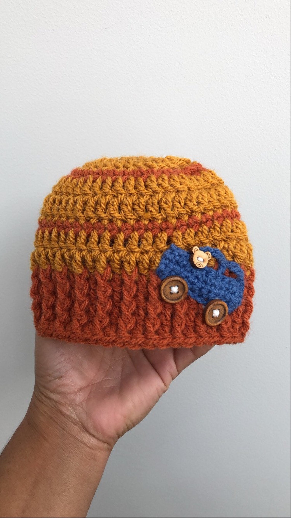 Boy hat car Crochet car beanie Baby car hat Car applique | Etsy