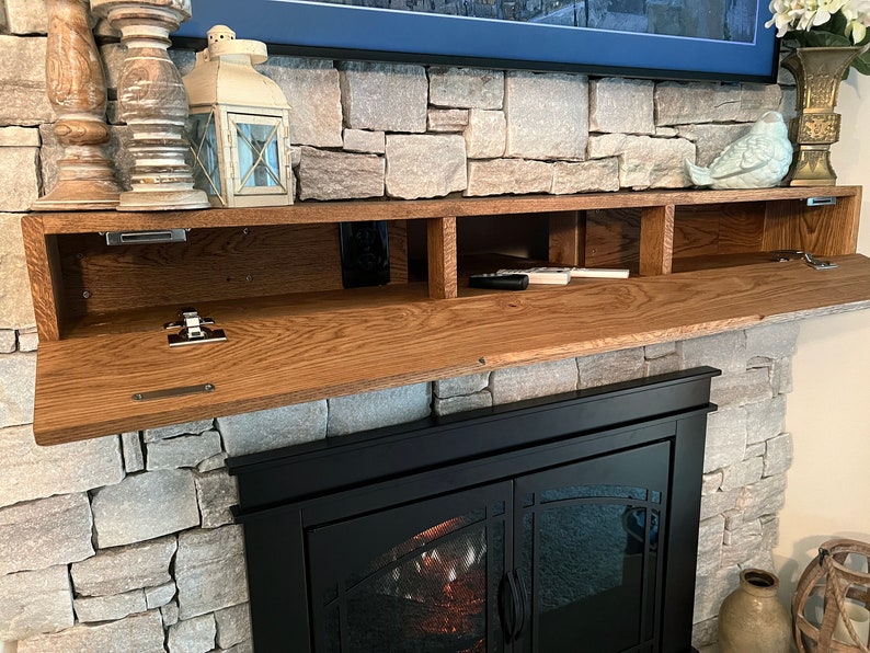 Handmade Drop Front Fireplace Mantle: Hidden Storage Shelf - Etsy