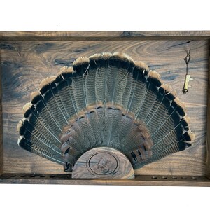Barnwood or Walnut Shadowbox Turkey Fan Display for Tail, Beards, and ...
