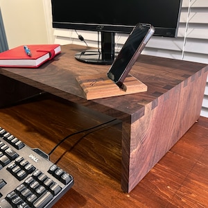 Handmade Walnut Monitor Stand: Desk Organizer With Storage Cubby - Etsy