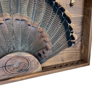 Barnwood or Walnut Shadowbox Turkey Fan Display for Tail, Beards, and ...