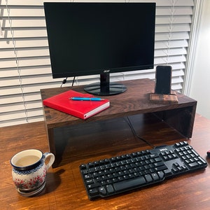 Handmade Walnut Monitor Stand: Desk Organizer With Storage Cubby - Etsy