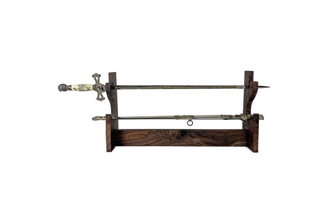 Two-tier Sword Saber and Scabbard Table Display Walnut, Maple, & Other ...