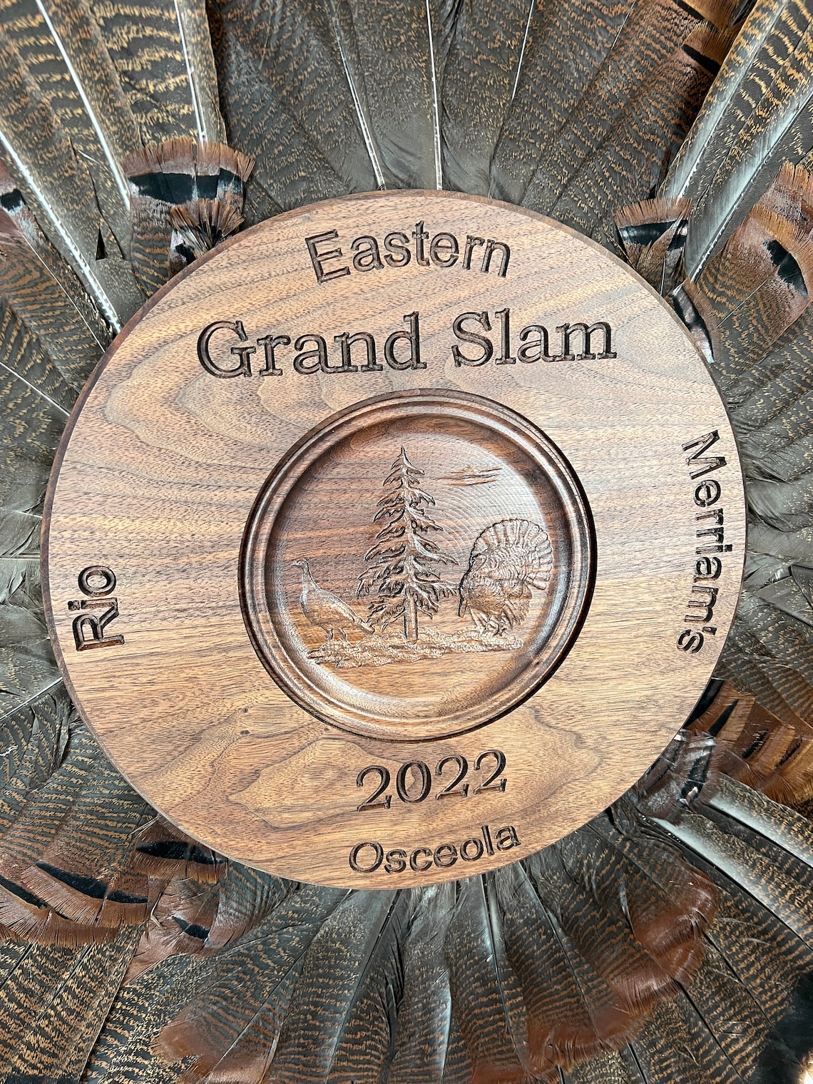 Personalized Black Walnut NWTF Grand Slam Turkey Tail Display - Etsy