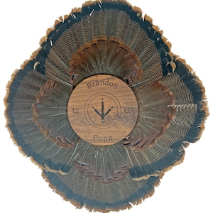 Personalized Black Walnut Shotgun Shell Multi-fan Turkey Fan Tail ...