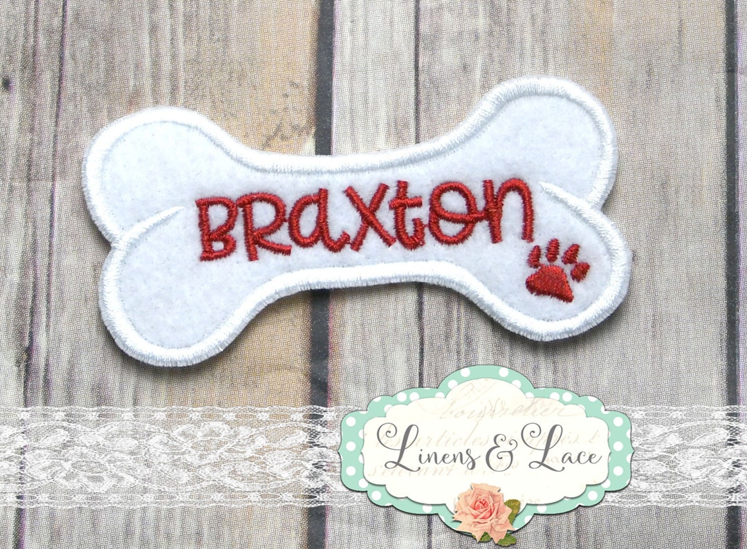 Personalized Pet Patch Dog Bone Iron on Name Patch Custom Colors - Etsy