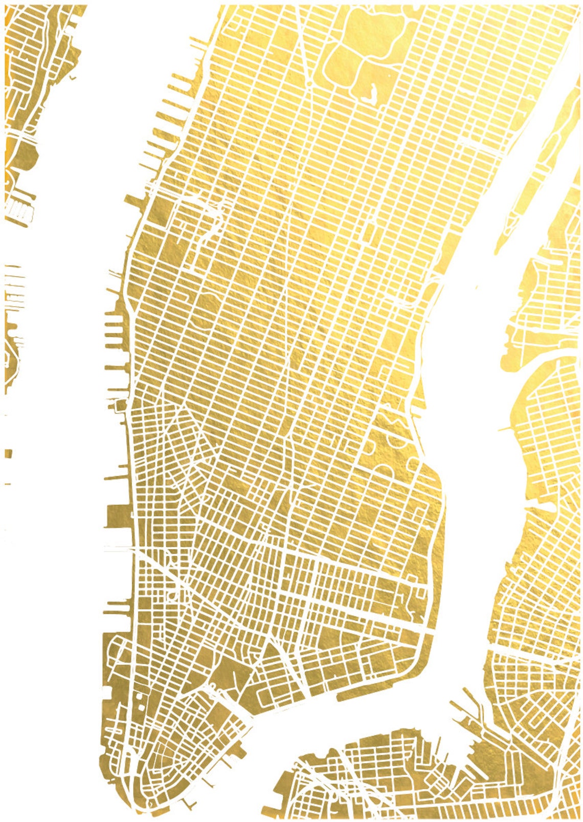 New York Foil City Grid Map W/ Mat Frame - Etsy
