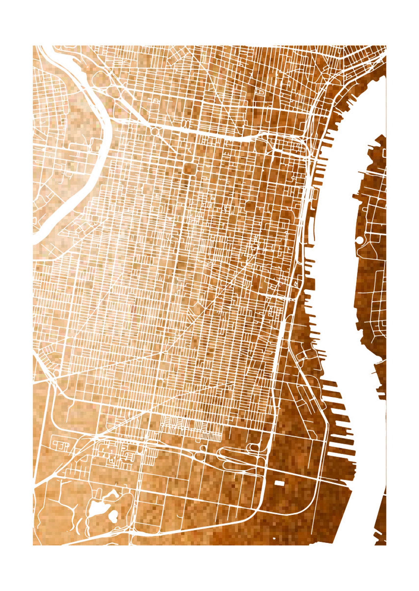 Philadelphia Foil City Grid Map W/ Mat Frame - Etsy
