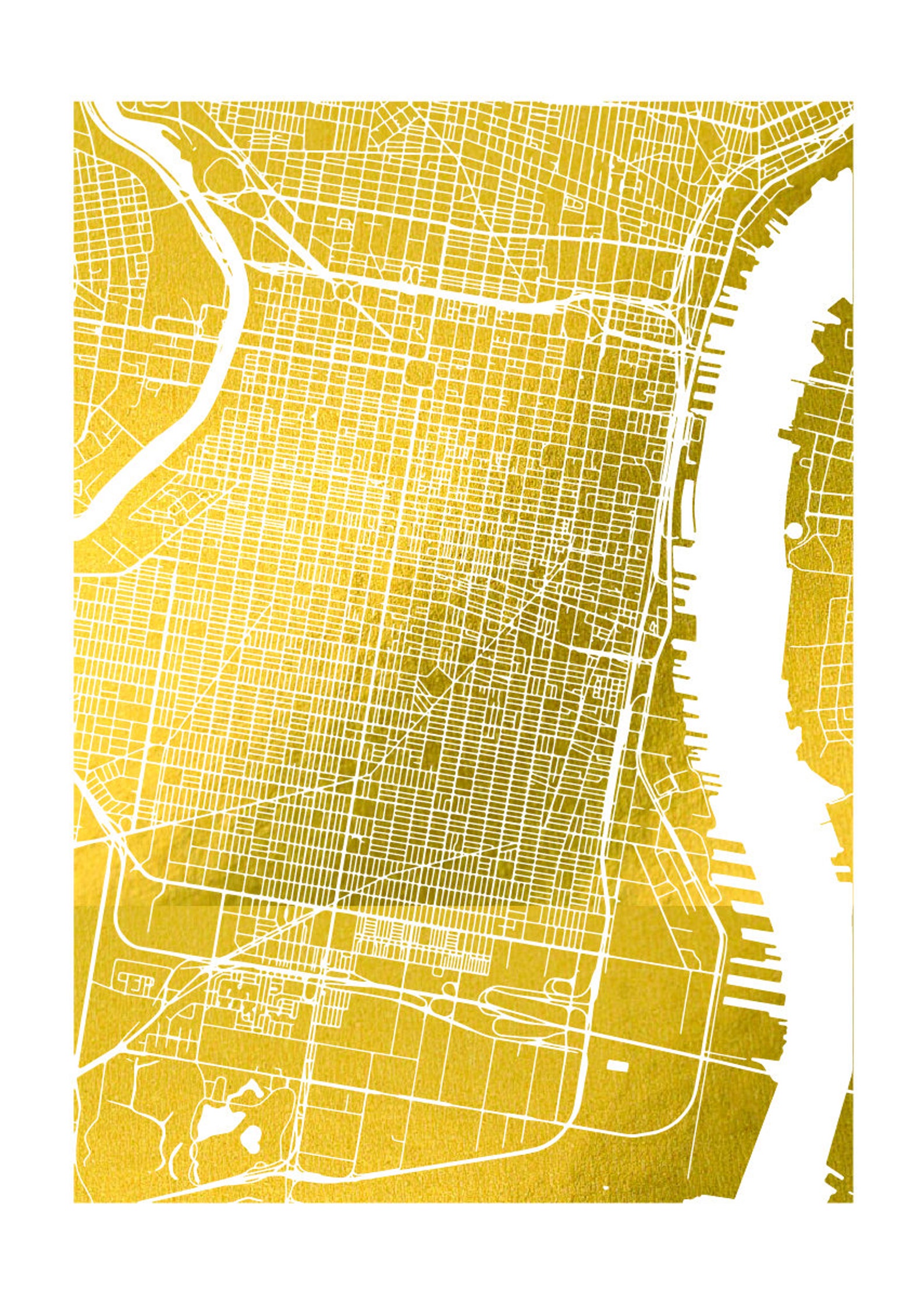 Philadelphia Foil City Grid Map - Etsy