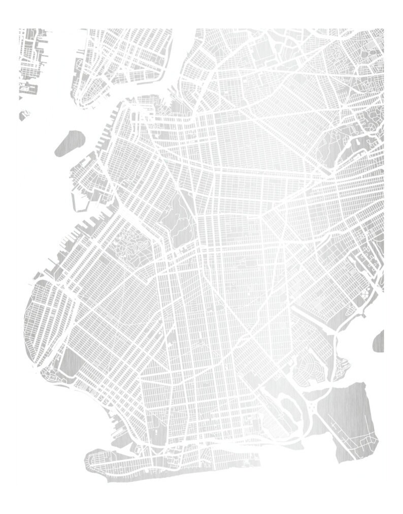 Brooklyn Foil City Grid Map W/ Mat Frame - Etsy