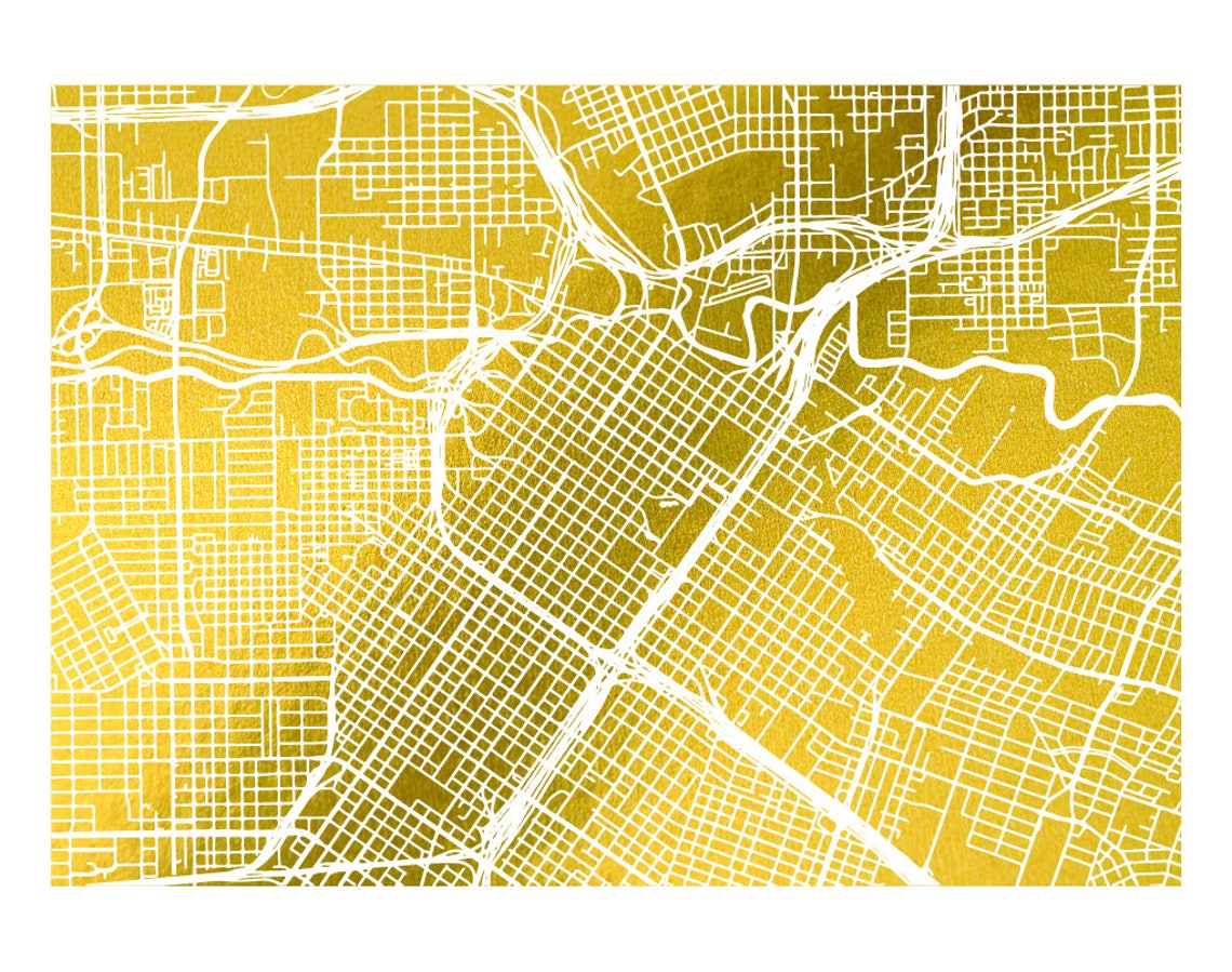 Houston Foil City Grid Map W/ Mat Frame - Etsy