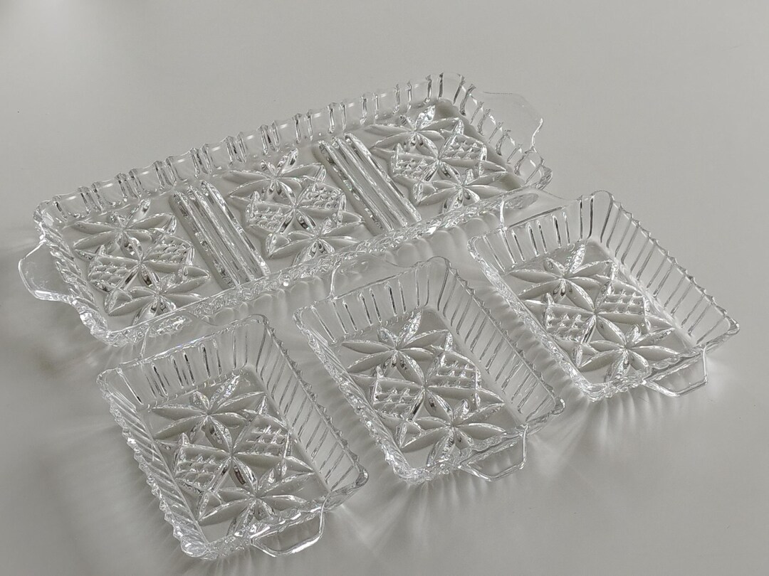 Demi Crystal Serving Tray - Bohemian Cut Glass (c. 1960s) - Etsy