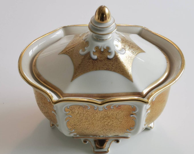 Koenigszelt Echt Kobalt Porcelain Trinket Jewelry Vanity Box White ...