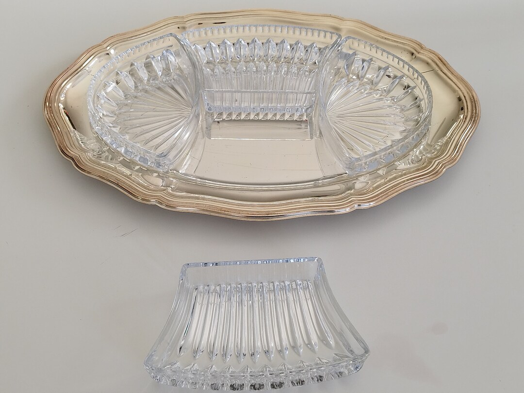 Silver-plated Serving Tray Quist Wurttemberg With 4 Dividing Glass ...
