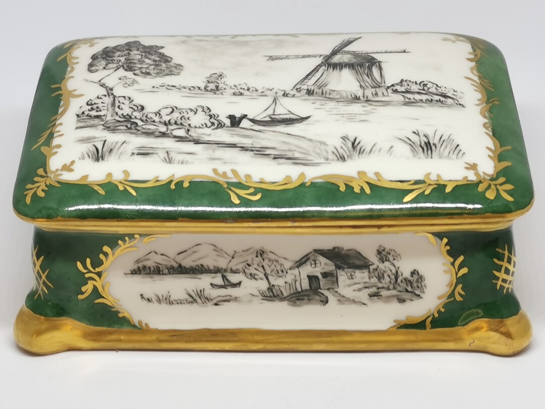 Trinket Jewelry Vanity Box Rosenthal Echt Kobalt Green Porcelaincobalt ...