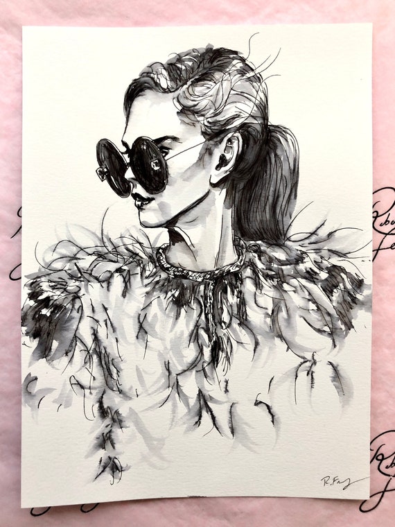 Ostrich Feather Drawing