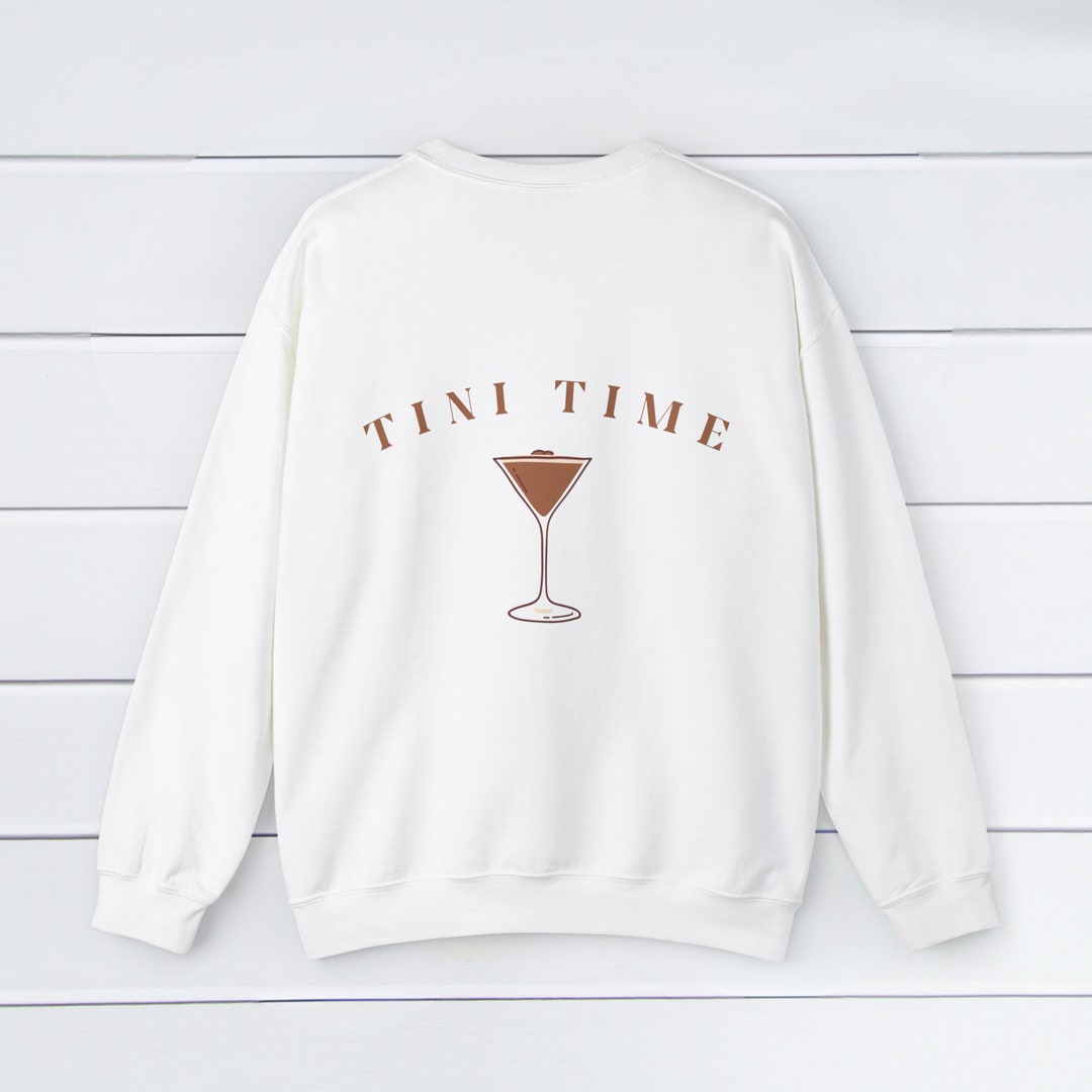 TINI TIME Back Print Crewneck Sweatshirt Vintage Cocktail Sweater Retro ...