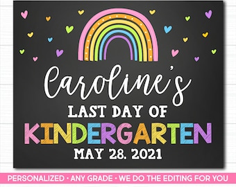 Last Day of School Sign PRINTABLE, Rainbow Last Day of School Sign ...