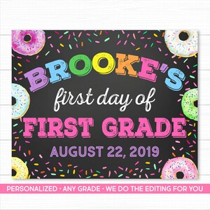First Day of School Sign, Donut First Day of School Sign, Girl First ...