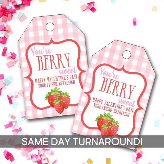 Valentine's Day Tag You're Berry Sweet | Etsy