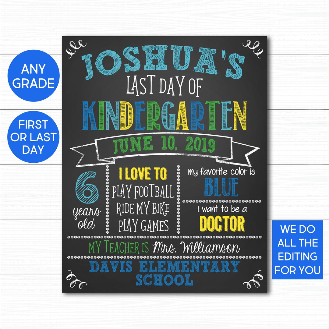Last Day of School Sign PRINTABLE, Boy Last Day of School Sign ...