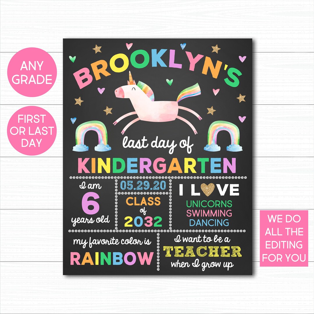 Last Day of School Sign PRINTABLE, Unicorn Last Day of School Sign ...