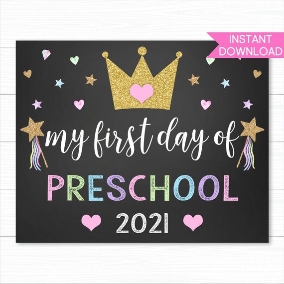 First Day of School Sign Princess First Day of Preschool | Etsy