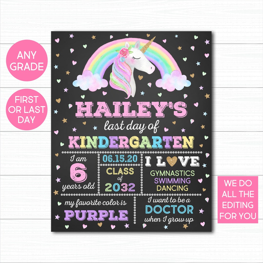 Last Day of School Sign PRINTABLE, Unicorn Last Day of School Sign ...