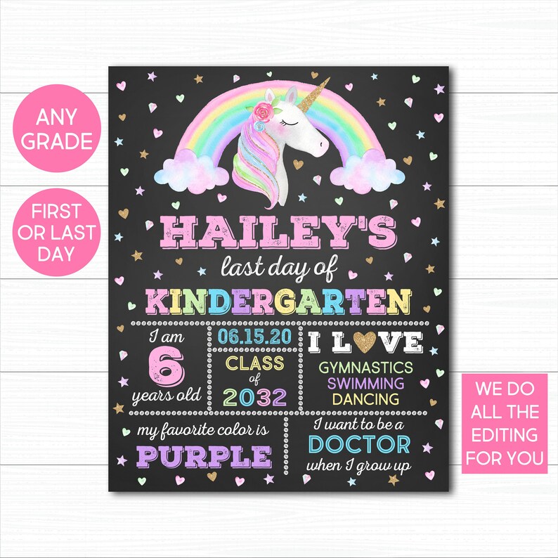 Last Day of School Sign PRINTABLE Unicorn Last Day of School - Etsy