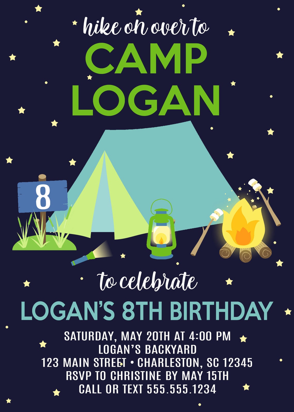 Camping Birthday Invitation Camping Invitation Camping - Etsy