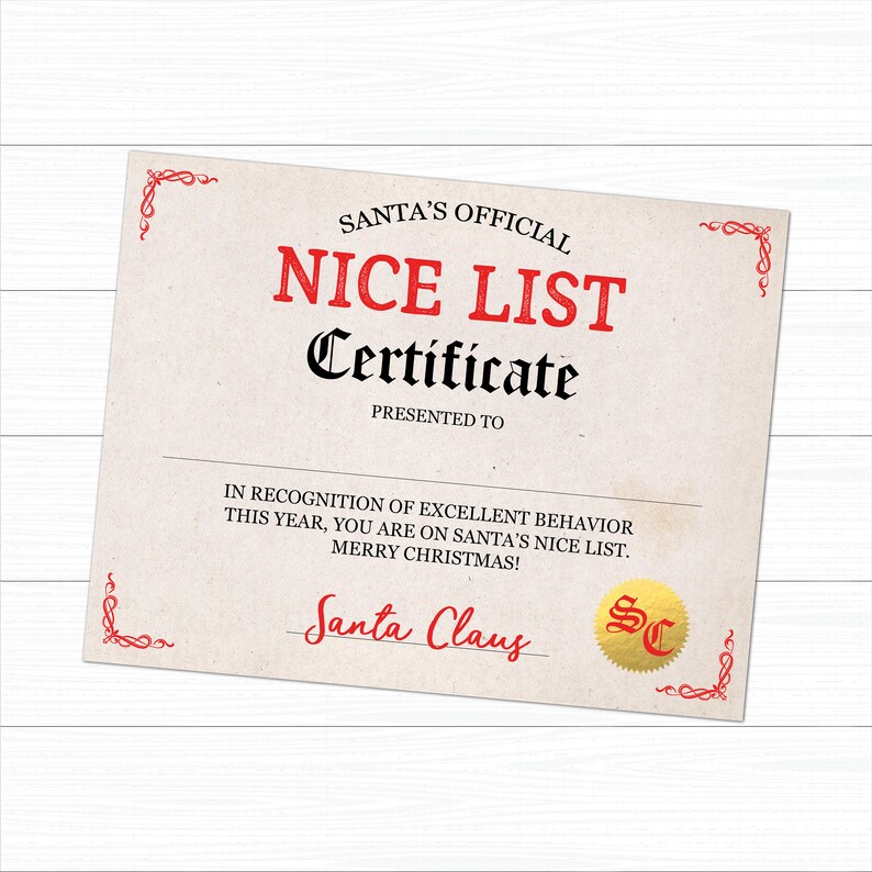PRINTABLE Santa Letter and Nice List Certificate, Instant Download ...