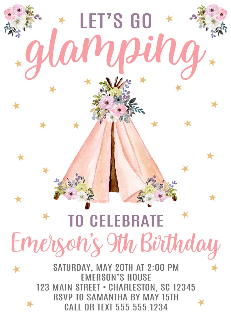 Glamping Birthday Invitation Glamping Invitation Glamping | Etsy