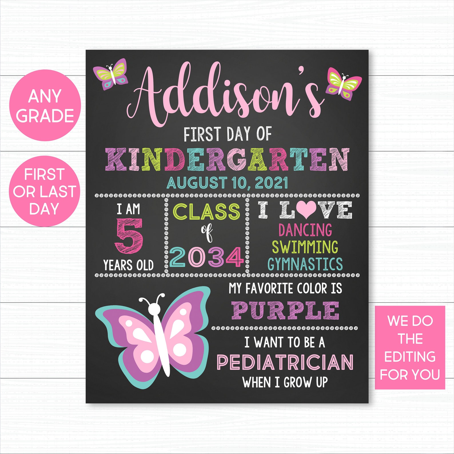 First Day of School Sign Butterfly First Day of School Sign - Etsy