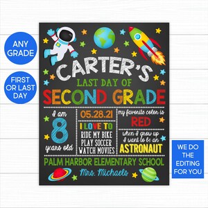 Last Day of School Sign PRINTABLE, Astronaut Last Day of School Sign ...