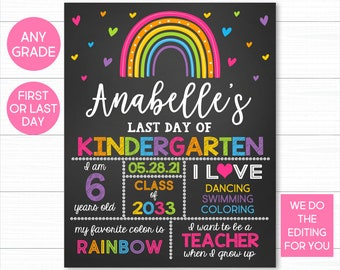 Last Day of School Sign PRINTABLE Rainbow Last Day of School | Etsy
