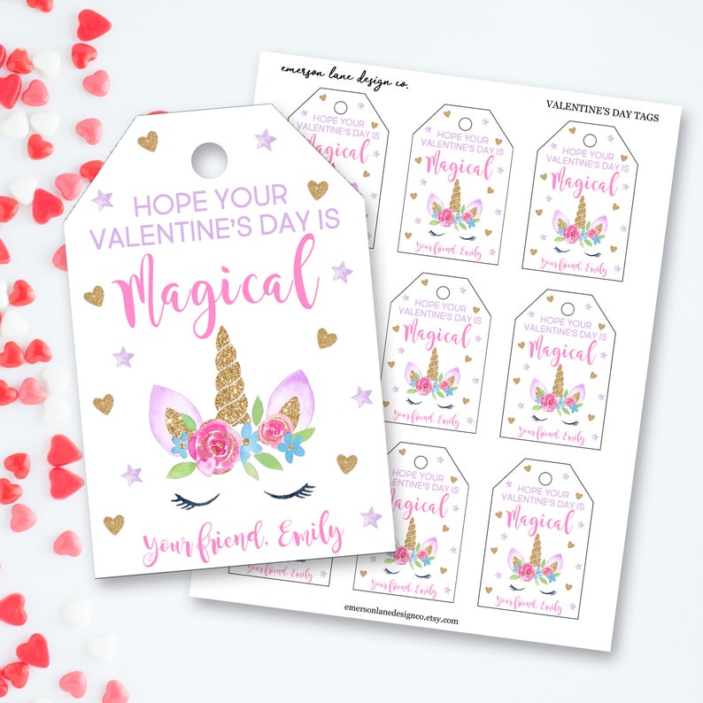 Unicorn Valentine's Day Tag, Unicorn Valentine's Tag, Unicorn Tag ...