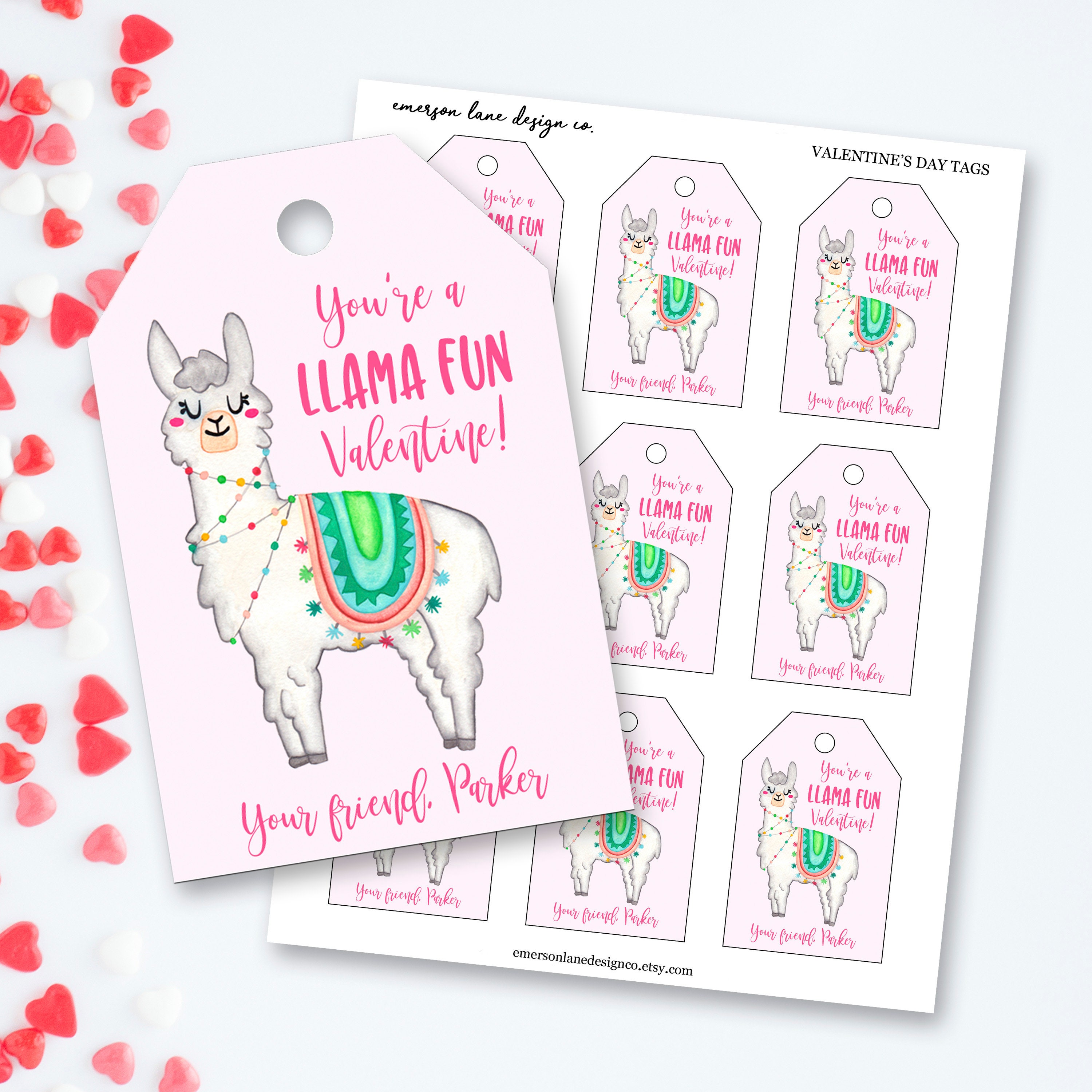 Llama Valentine's Day Tag, Llama Valentine's Tag, You're A Llama Fun ...