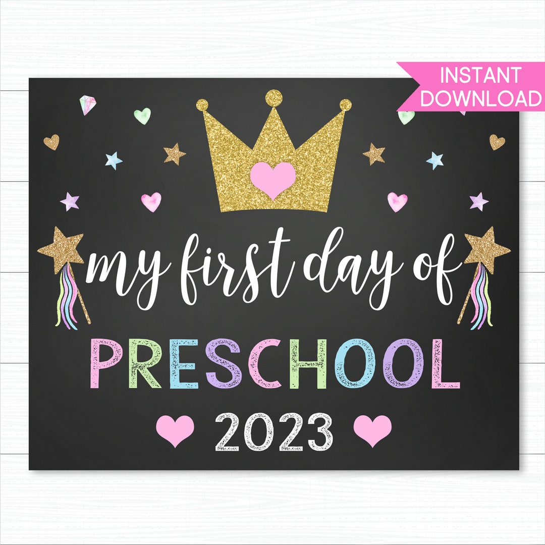 First Day of School Sign Princess First Day of Preschool - Etsy
