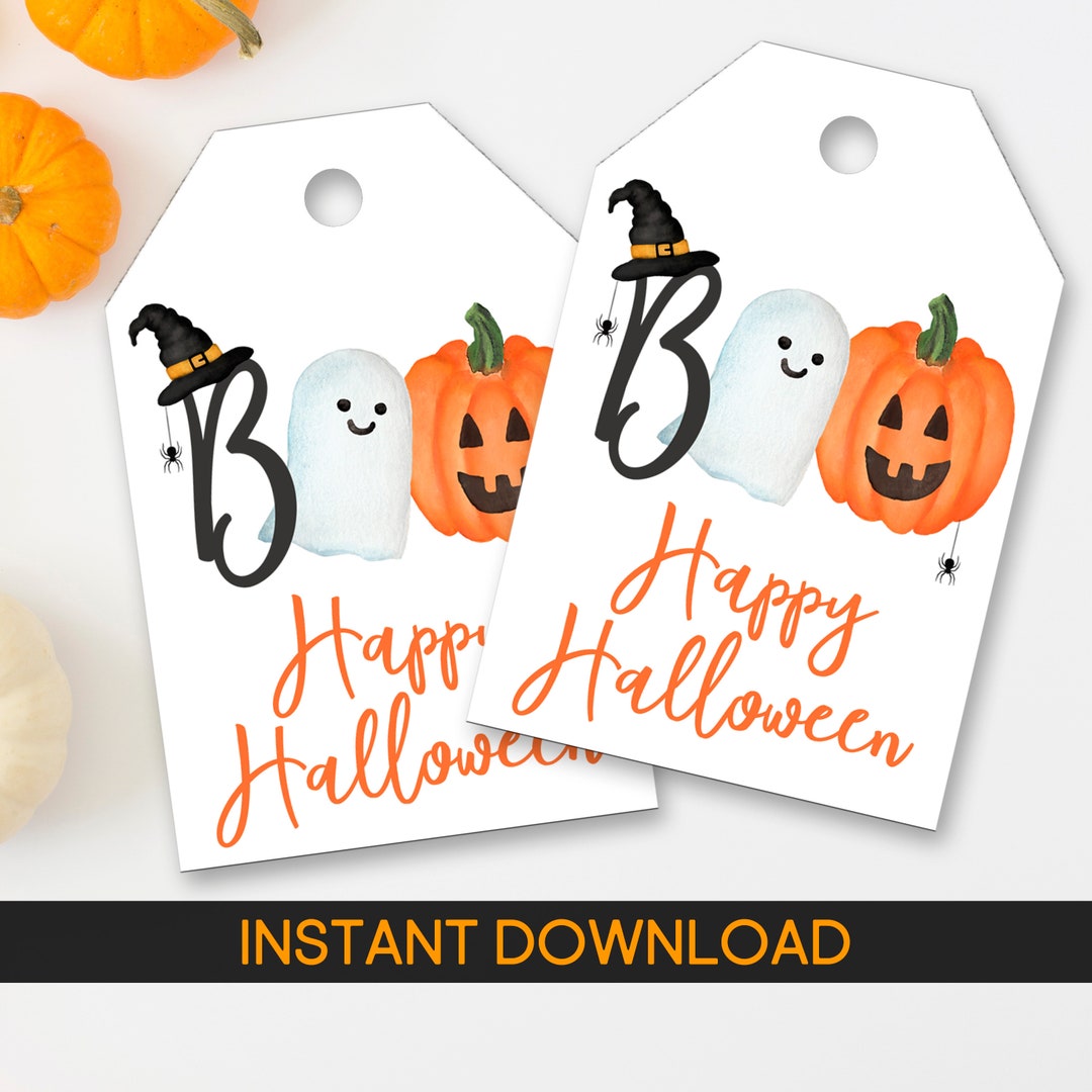 Printable Ghost Pumpkin Halloween Tags (digital Download) - Etsy