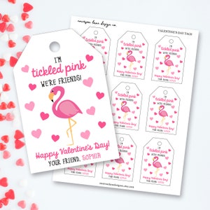 Flamingo Valentine's Day Tag, Flamingo Valentine's Tag, Tickled Pink ...