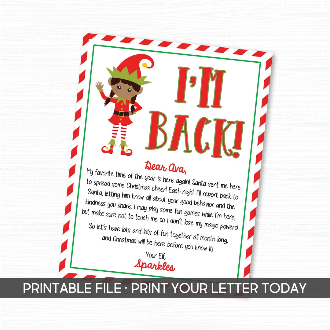 PRINTABLE Elf Return Letter, Personalized Elf Letters, Personalized Elf ...