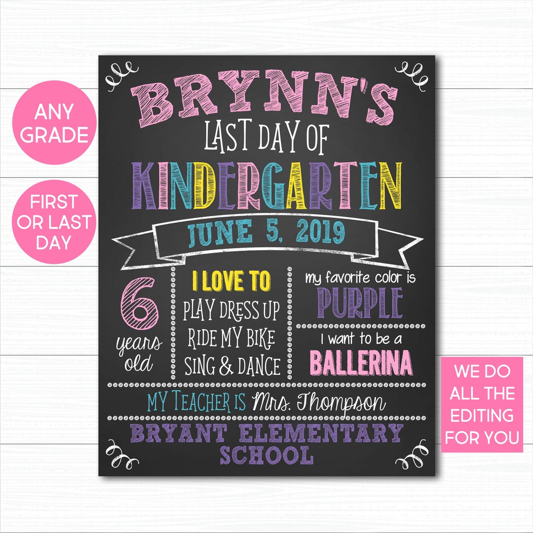 Last Day of School Sign PRINTABLE Girl Last Day of School - Etsy