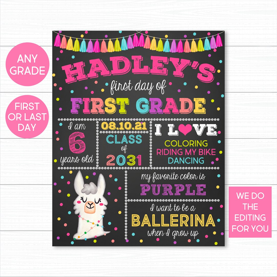 First Day of School Sign, Llama First Day of School Sign, First Day of ...