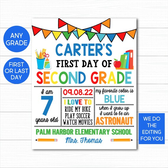 First Day of School Sign Back to School Sign Boy First Day - Etsy