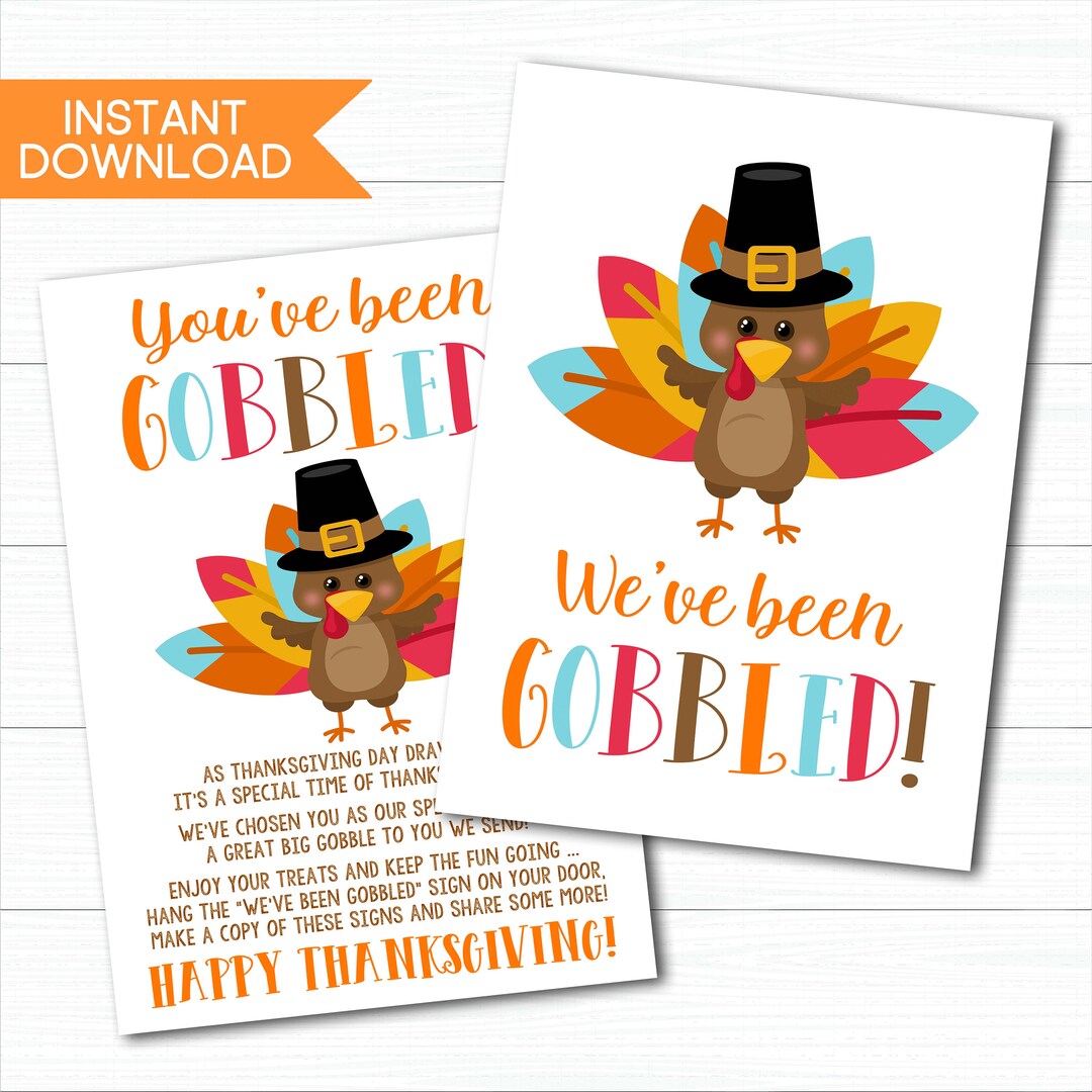 PRINATBLE You've Been Gobbled, Thanksgiving Game, You've Been Gobbled ...