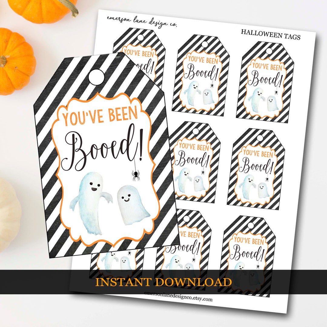 You've Been Booed Halloween Tags, Halloween Treat Tags, Ghost Halloween ...