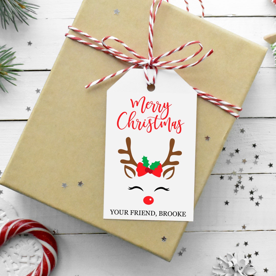 Christmas Tags, Personalized Christmas Gift Tags, Reindeer Christmas ...