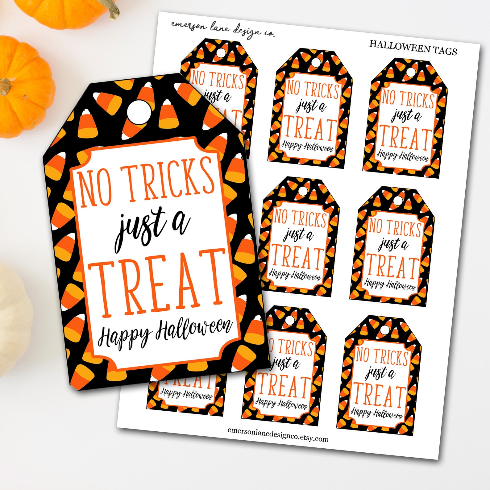 Halloween Tags Halloween Treat Tags No Tricks Just Treats | Etsy