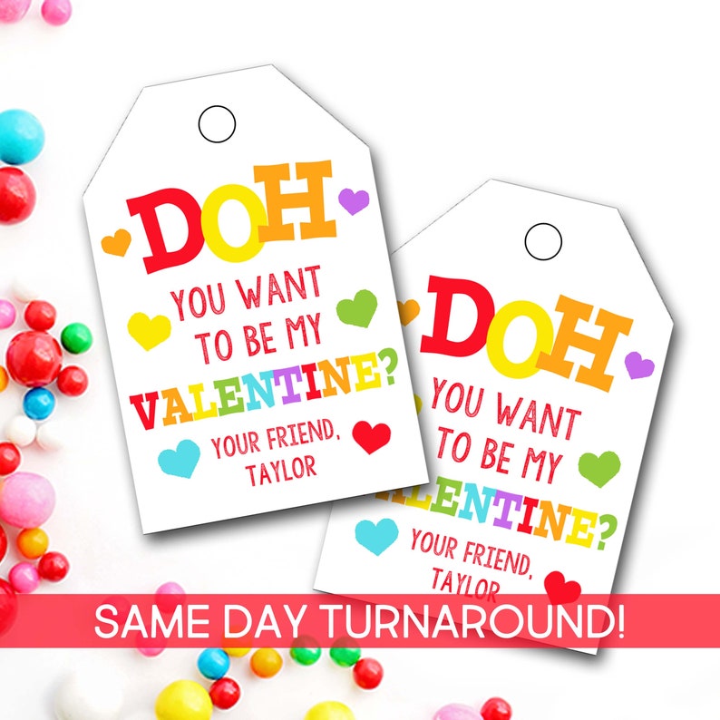 Valentine's Day Tag Playdough Valentine's Tag | Etsy
